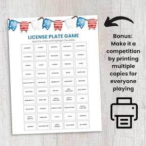 License Plate Game Printable for Road Trips, Road Trip Activity for ...