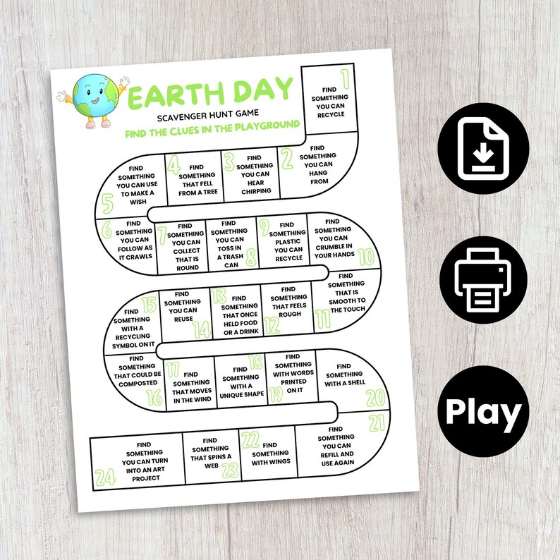 Earth Day Scavenger Hunt for Kids, Earth Day Activities, Outdoor Nature ...