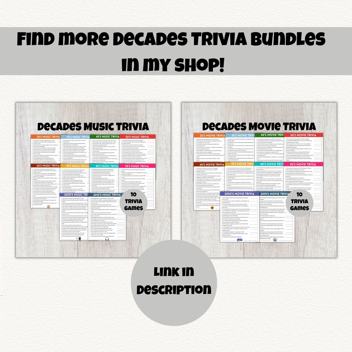 Decades Trivia Game, Trivia Questions, Pub Trivia, Adult Trivia ...