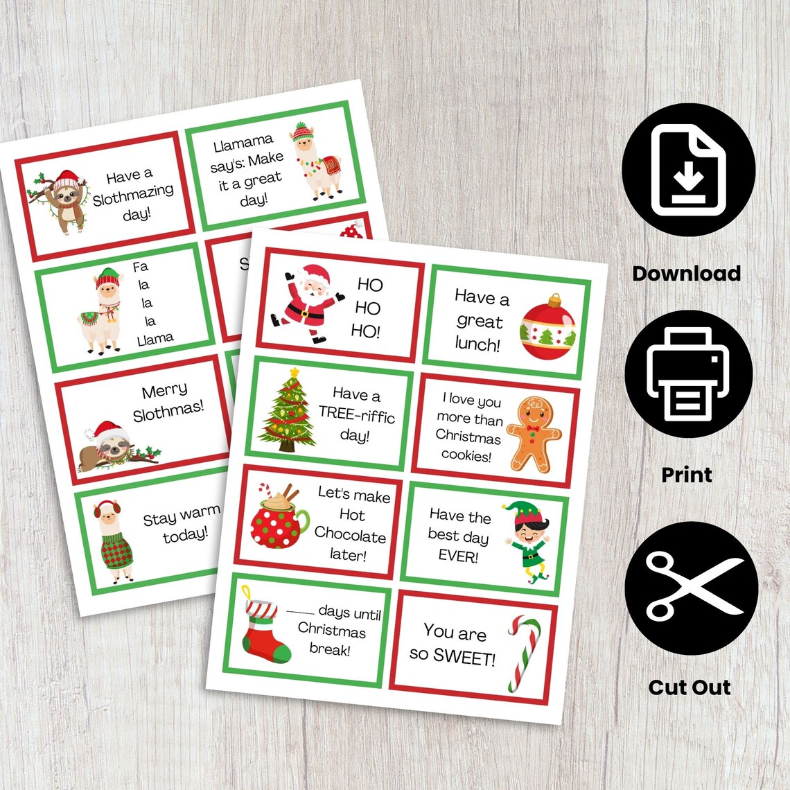 Christmas Lunch Box Notes for Kids, Editable Lunchbox Notes, Christmas ...