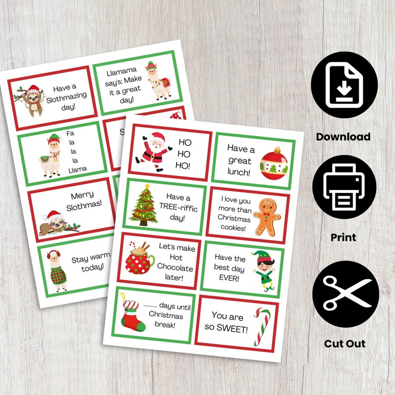 Christmas Lunch Box Notes for Kids, Editable Lunchbox Notes, Christmas ...