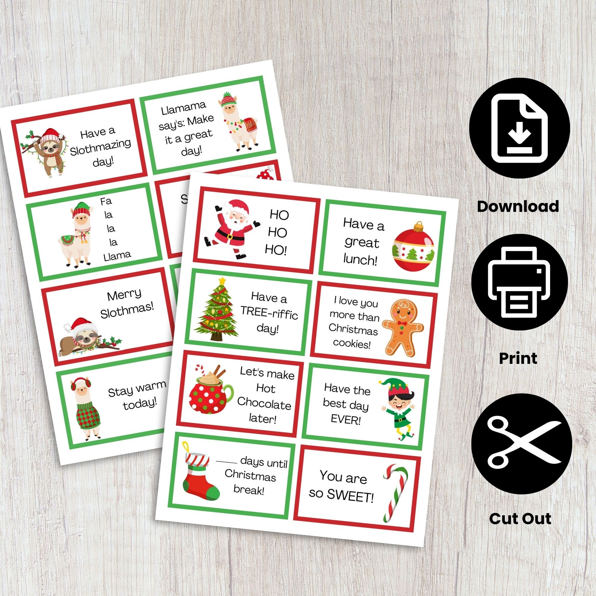 Christmas Lunch Box Notes for Kids, Editable Lunchbox Notes, Christmas ...
