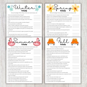 Seasonal Trivia Game Bundle, the Four Seasons Trivia Games, Winter ...