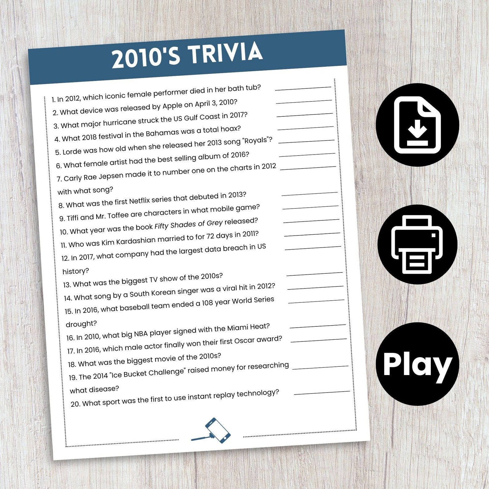 Decades Trivia Game Trivia Questions Pub Trivia Adult - Etsy