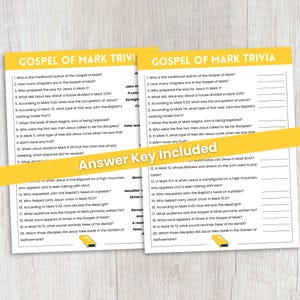 The Gospel of Mark Bible Trivia Game, Church Games, Womens Ministry ...