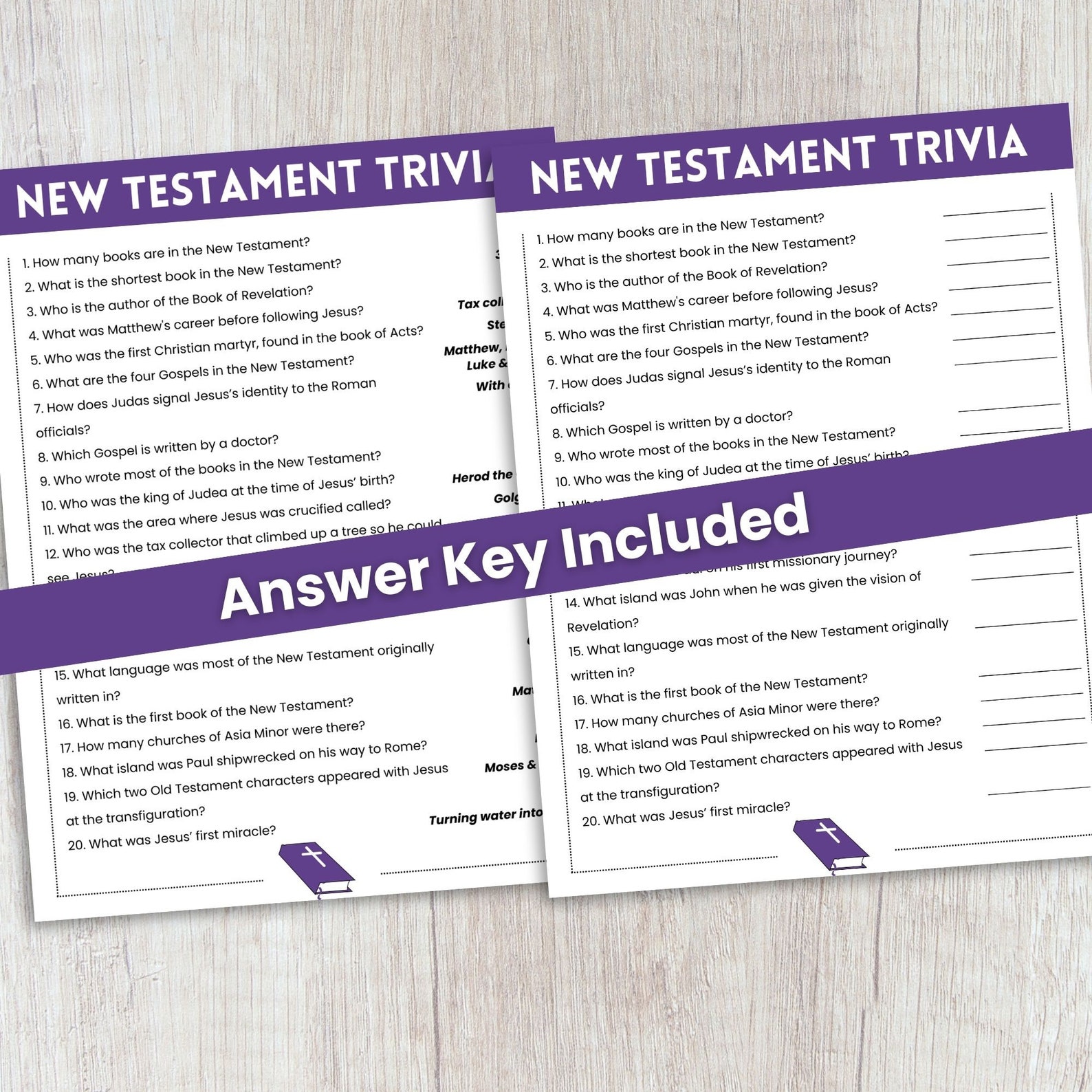 New Testament Bible Trivia Game, Bible Game for Adults, Bible Game for ...