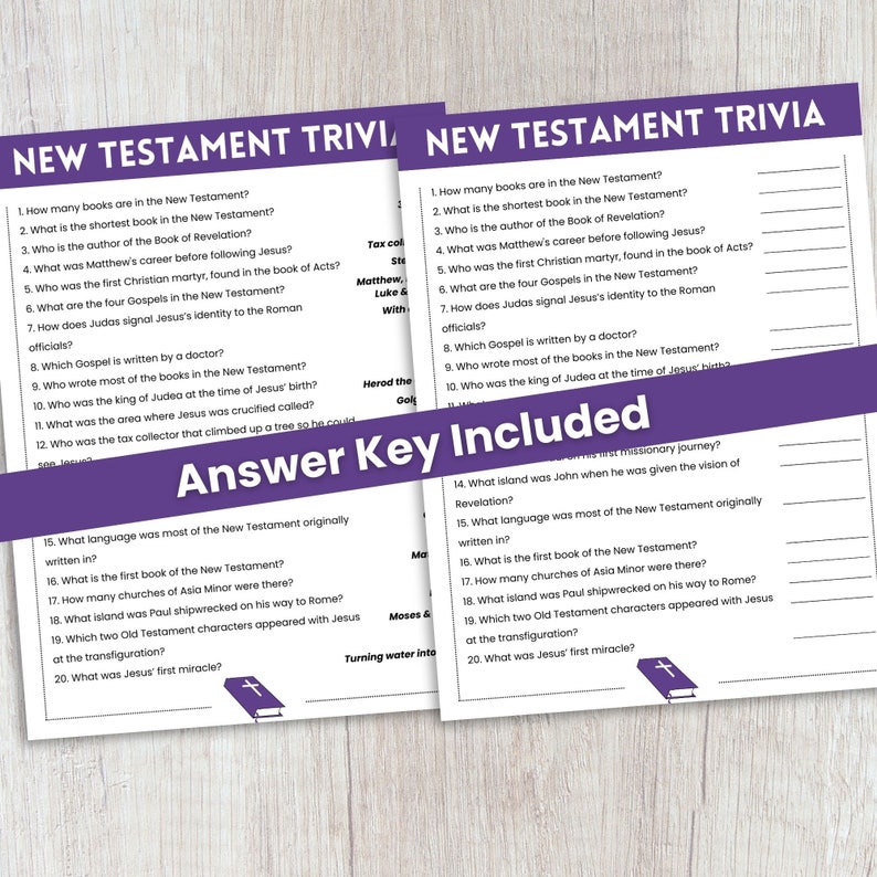 New Testament Bible Trivia Game, Bible Game for Adults, Bible Game for ...