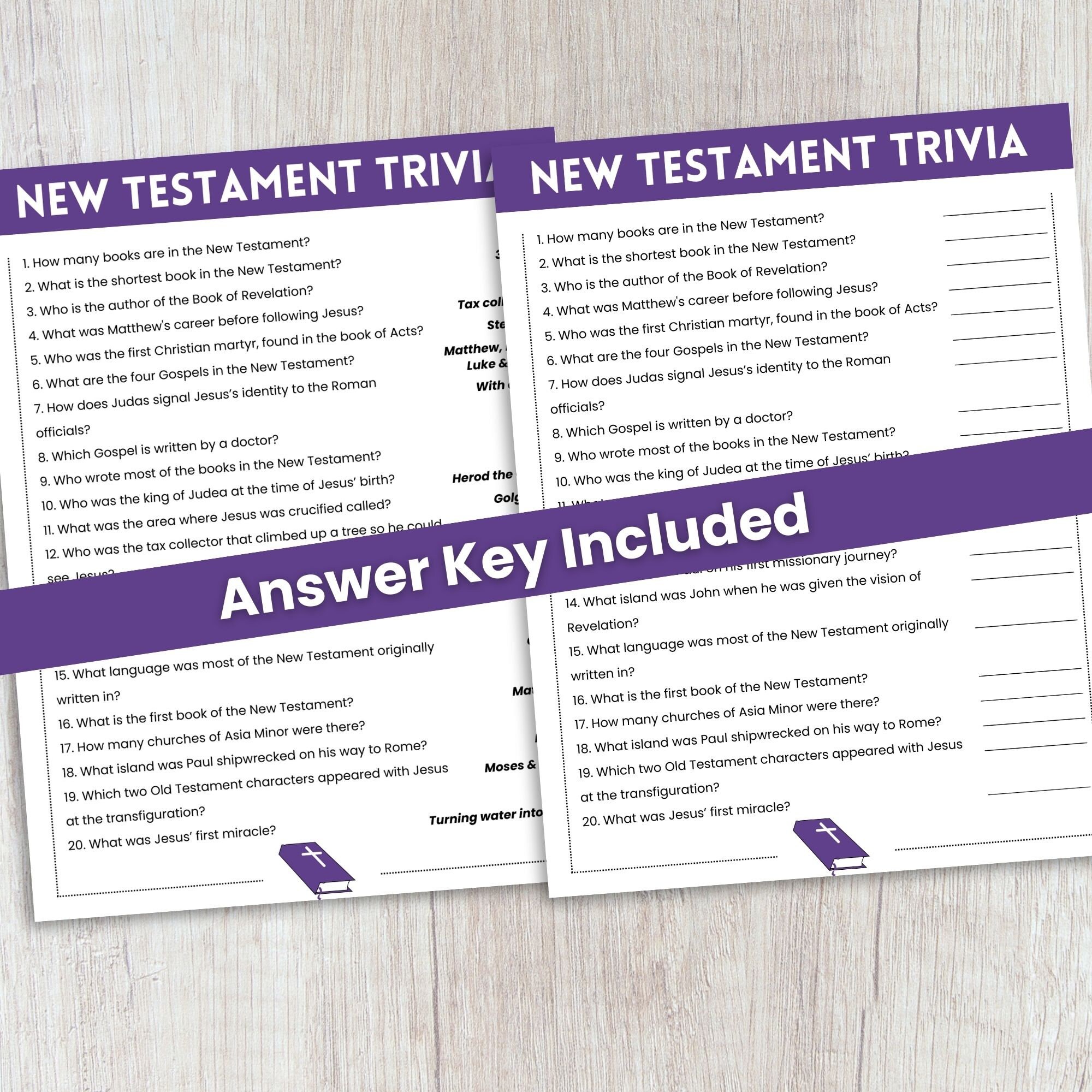 New Testament Bible Trivia Game, Bible Game for Adults, Bible Game for ...