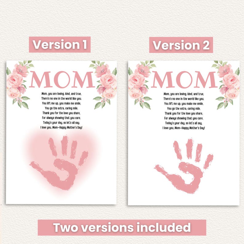 Mothers Day Handprint Art, Mom Handprint Craft, Mothers Day Poem ...