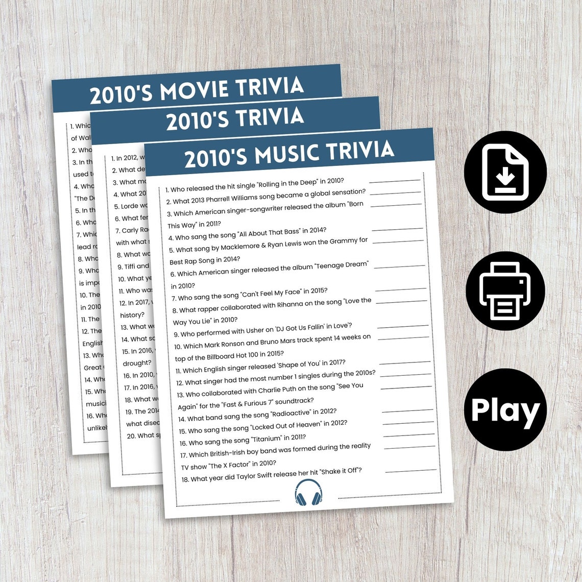 2010s Trivia Game Bundle, 2010s Music Trivia, 2010s Movie Trivia, 2010s ...