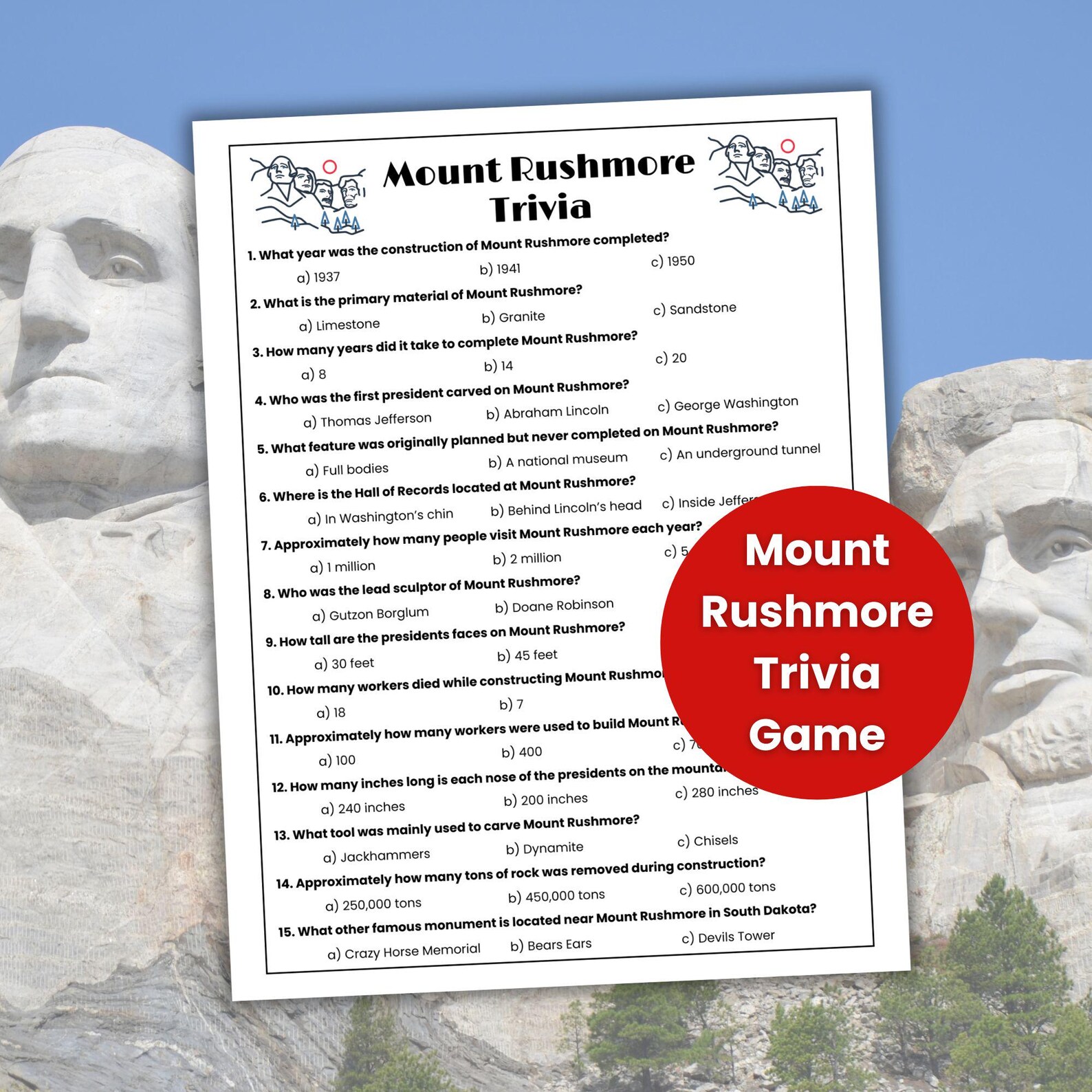 Mount Rushmore Trivia Game, Test Your Knowledge, USA Trivia, History ...