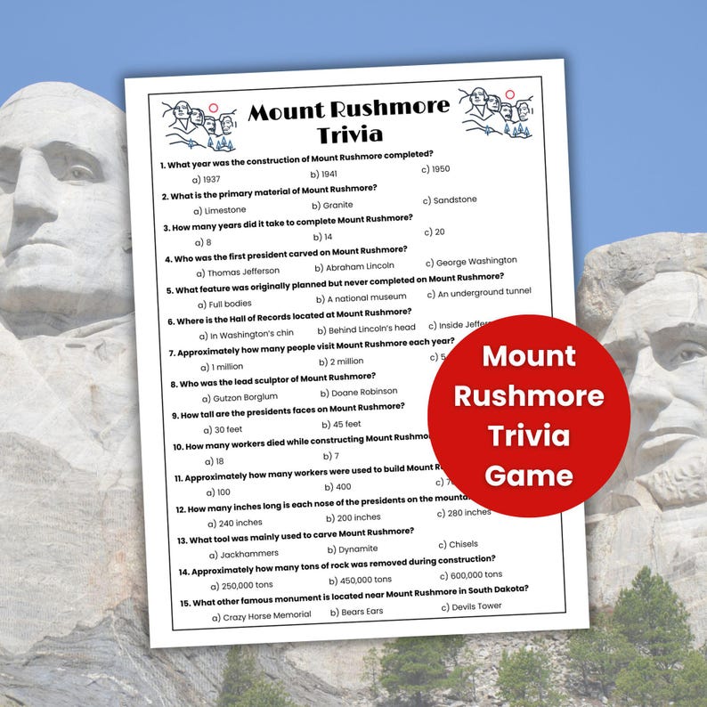 Mount Rushmore Trivia Game, Test Your Knowledge, USA Trivia, History ...
