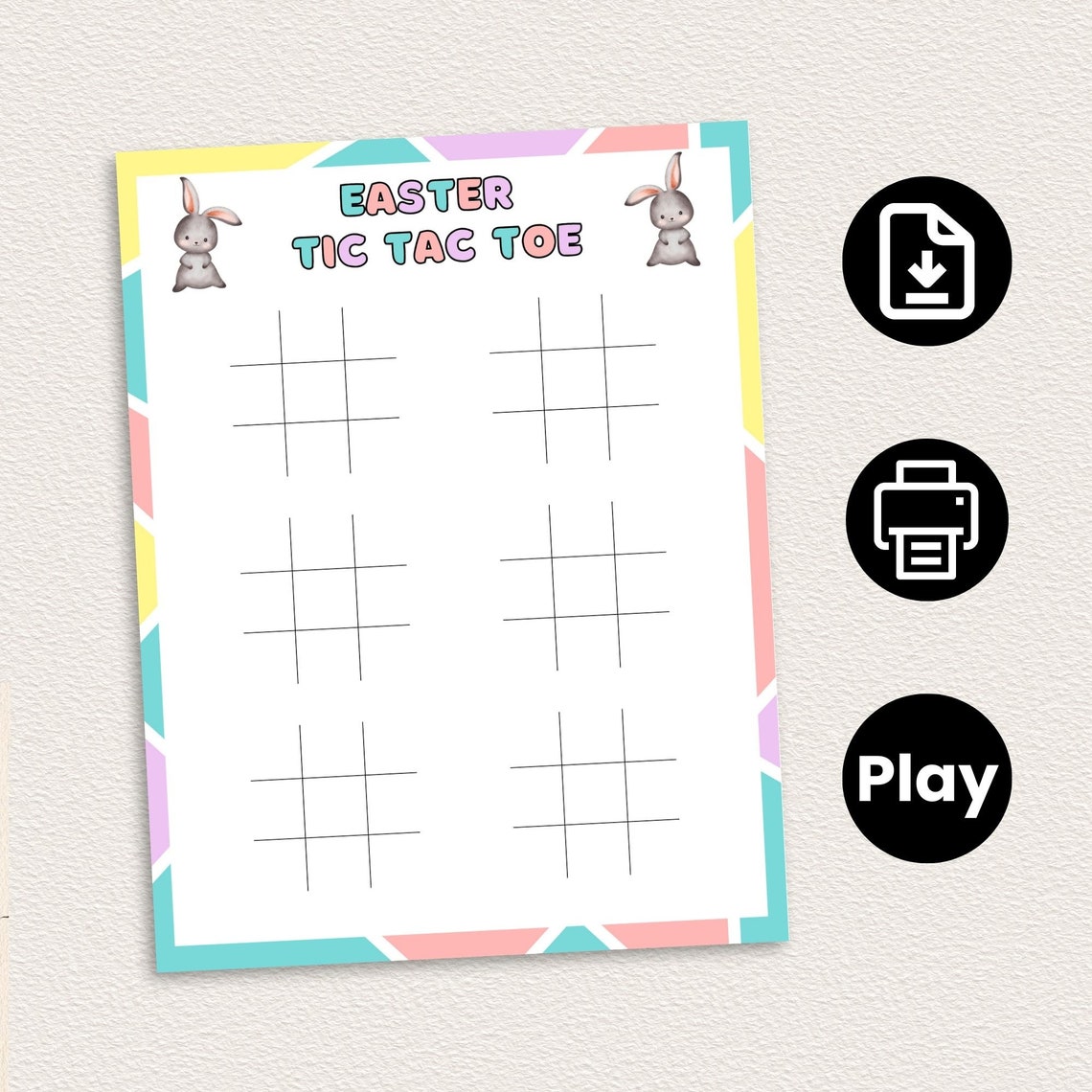 Easter Tic Tac Toe Game Printable, Easter Activity for Kids, Easter ...