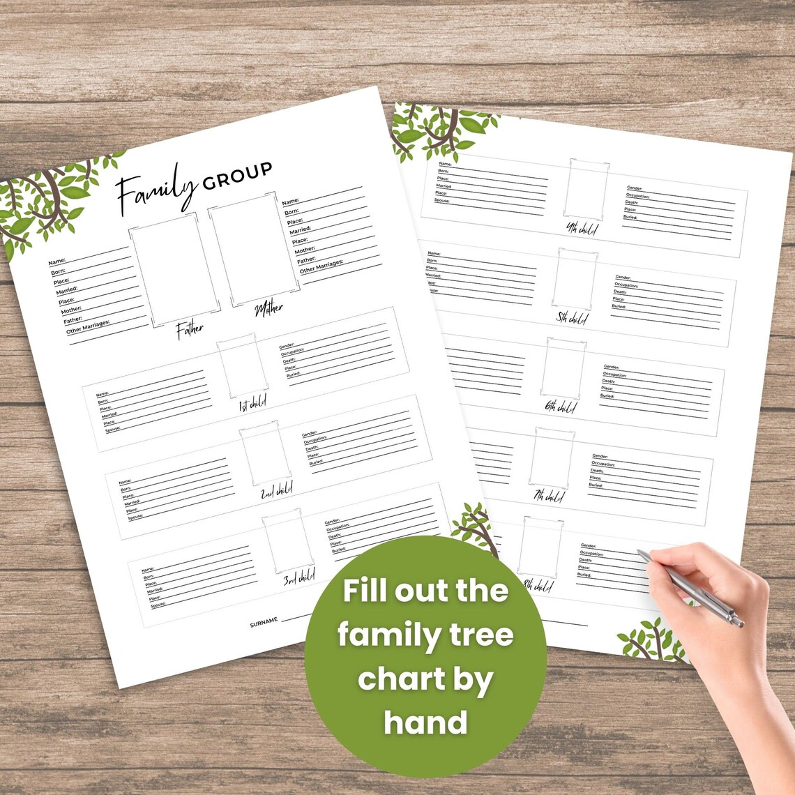 Family Tree Chart Editable Template, Family Tree Template, Family ...