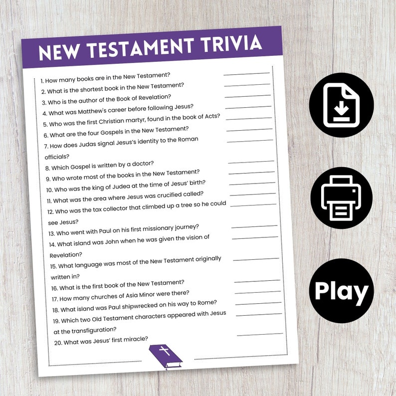 New Testament Bible Trivia Game, Bible Game for Adults, Bible Game for ...