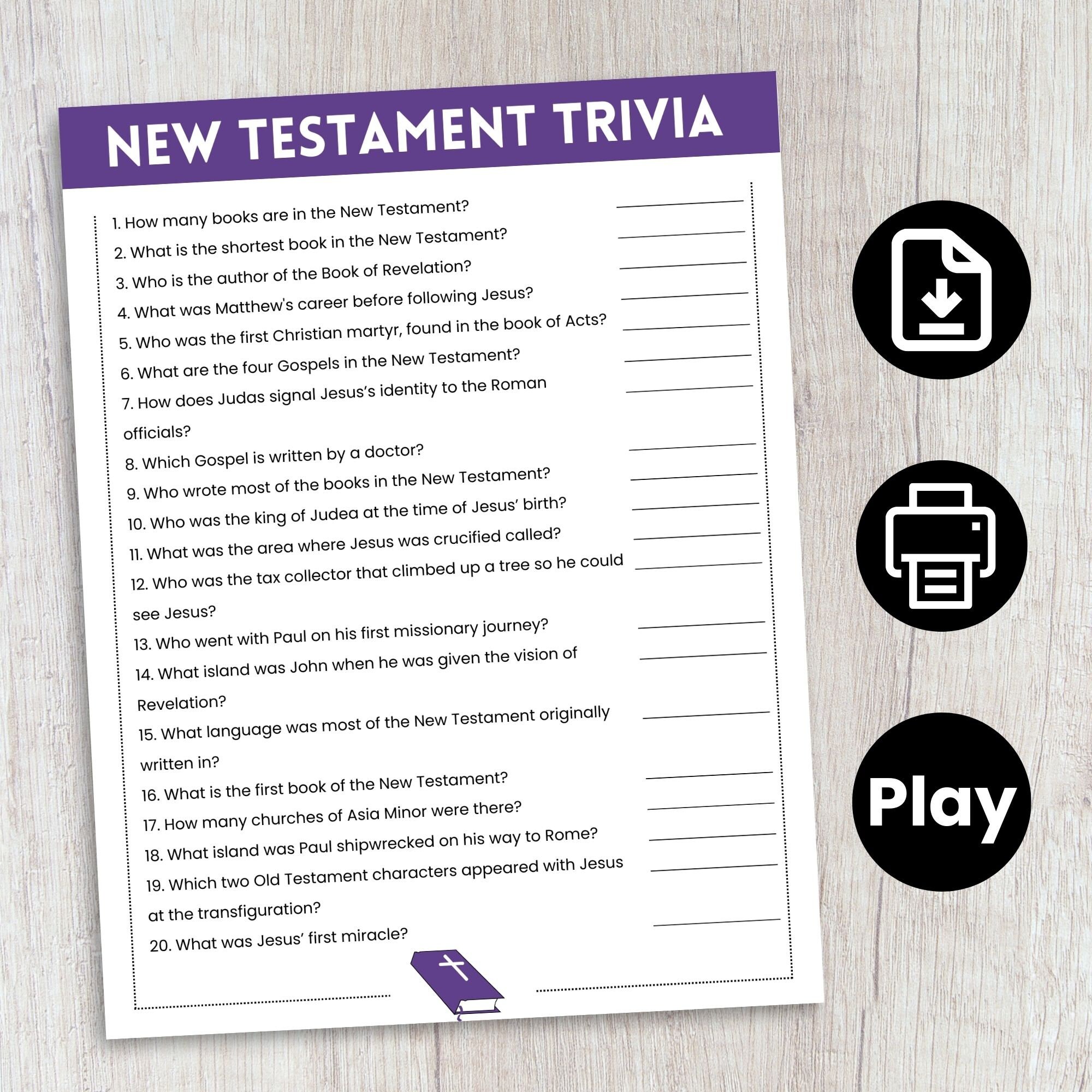 New Testament Bible Trivia Game, Bible Game for Adults, Bible Game for ...