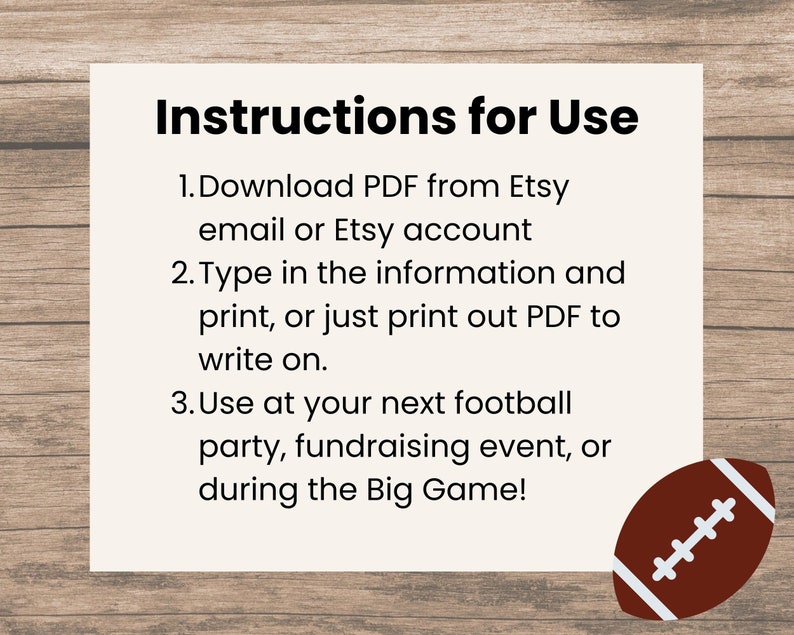 Editable Football Squares Game Printable Football Fundraiser - Etsy