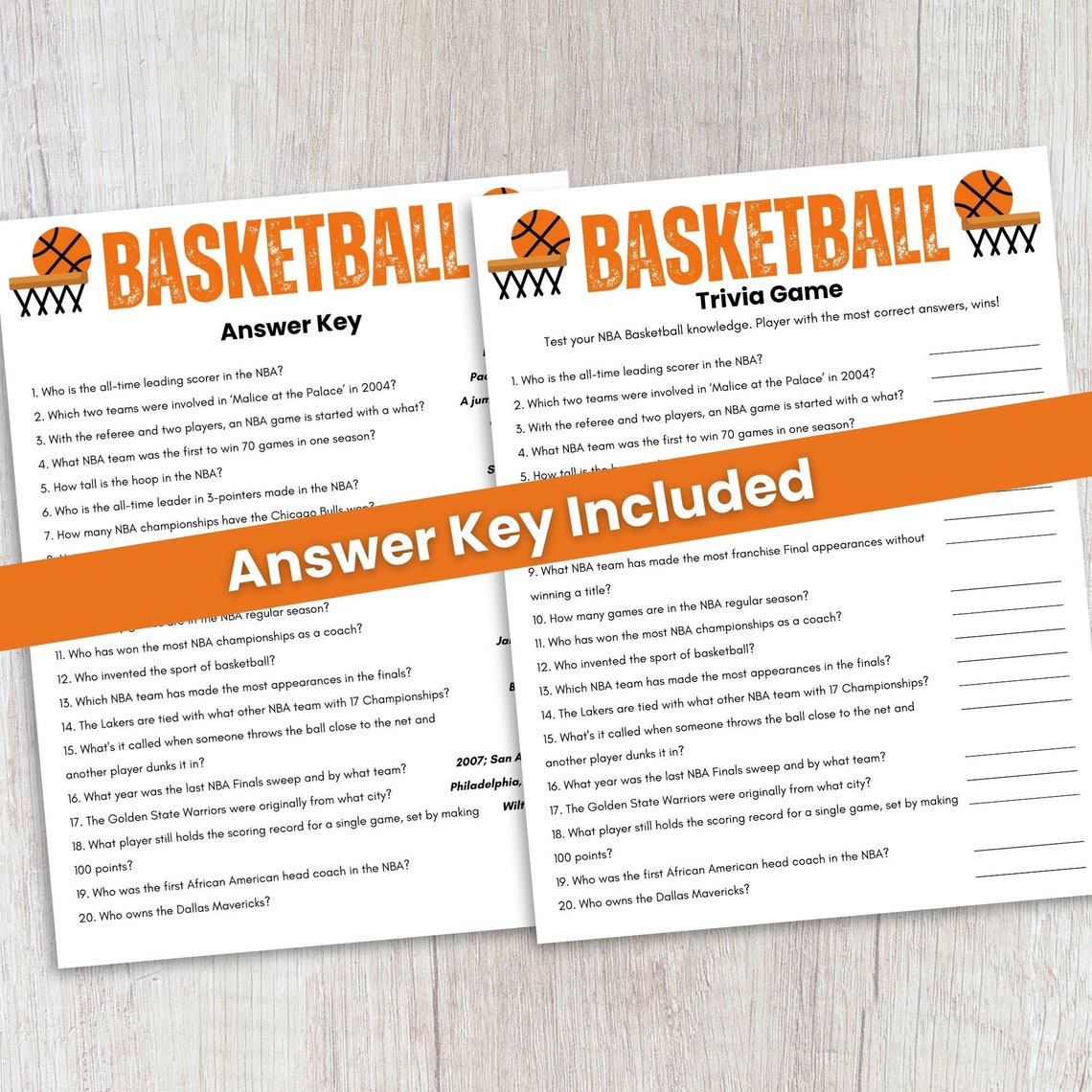 Basketball Trivia Game, Basketball Printable Game, Sports Trivia ...