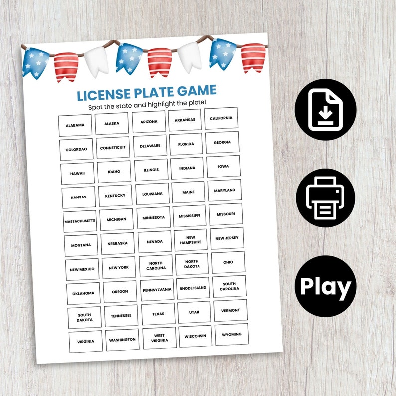 License Plate Game Printable for Road Trips, Road Trip Activity for ...