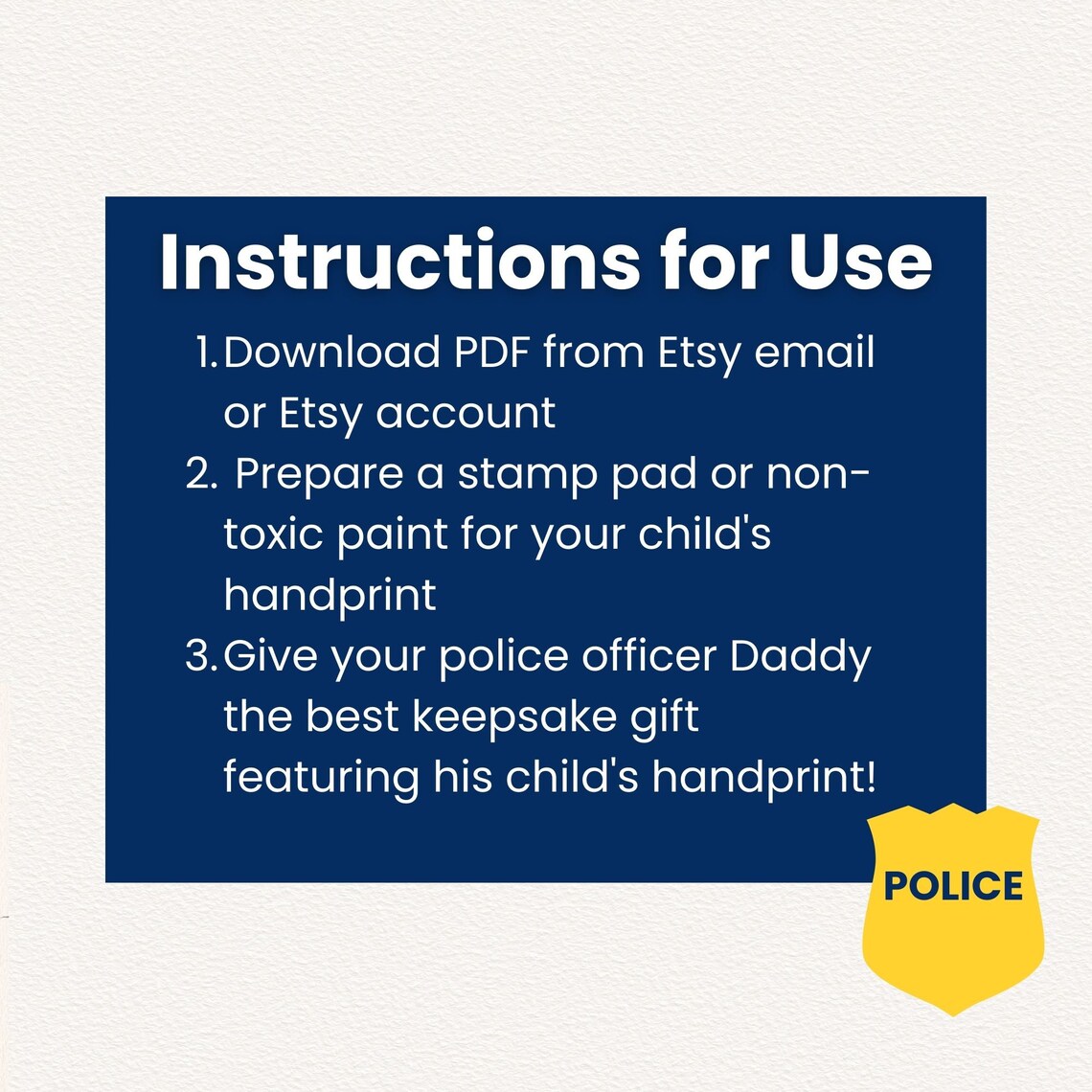 Police Officer Gift for Dad, Dad Handprint Art, Dad Gift From Kids ...