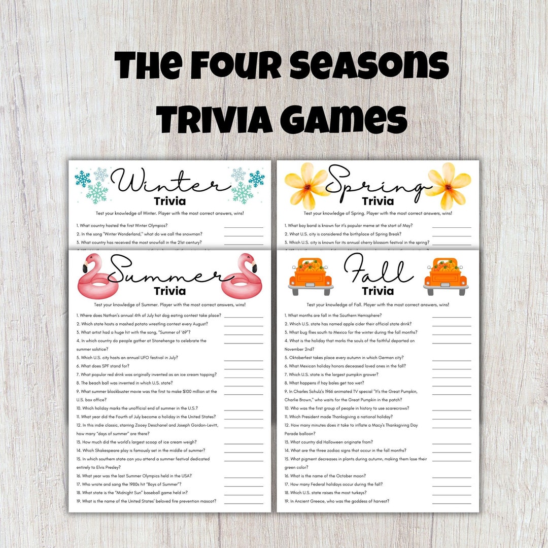 Seasonal Trivia Game Bundle, the Four Seasons Trivia Games, Winter ...