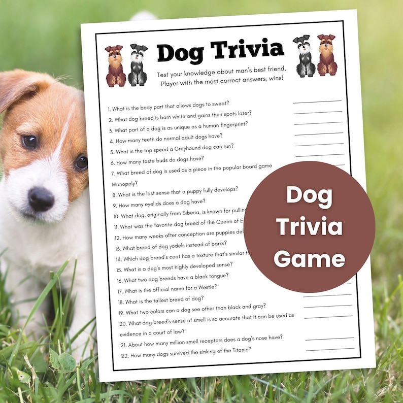 Dog Trivia Game, Dog Party Game, Pet Trivia, Dog Party Activity, Pet ...