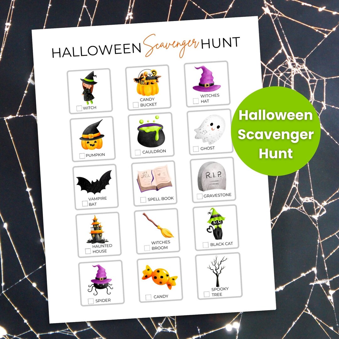 Halloween Scavenger Hunt for Kids, Outdoor Halloween Scavenger Hunt ...