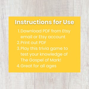 The Gospel of Mark Bible Trivia Game, Church Games, Womens Ministry ...