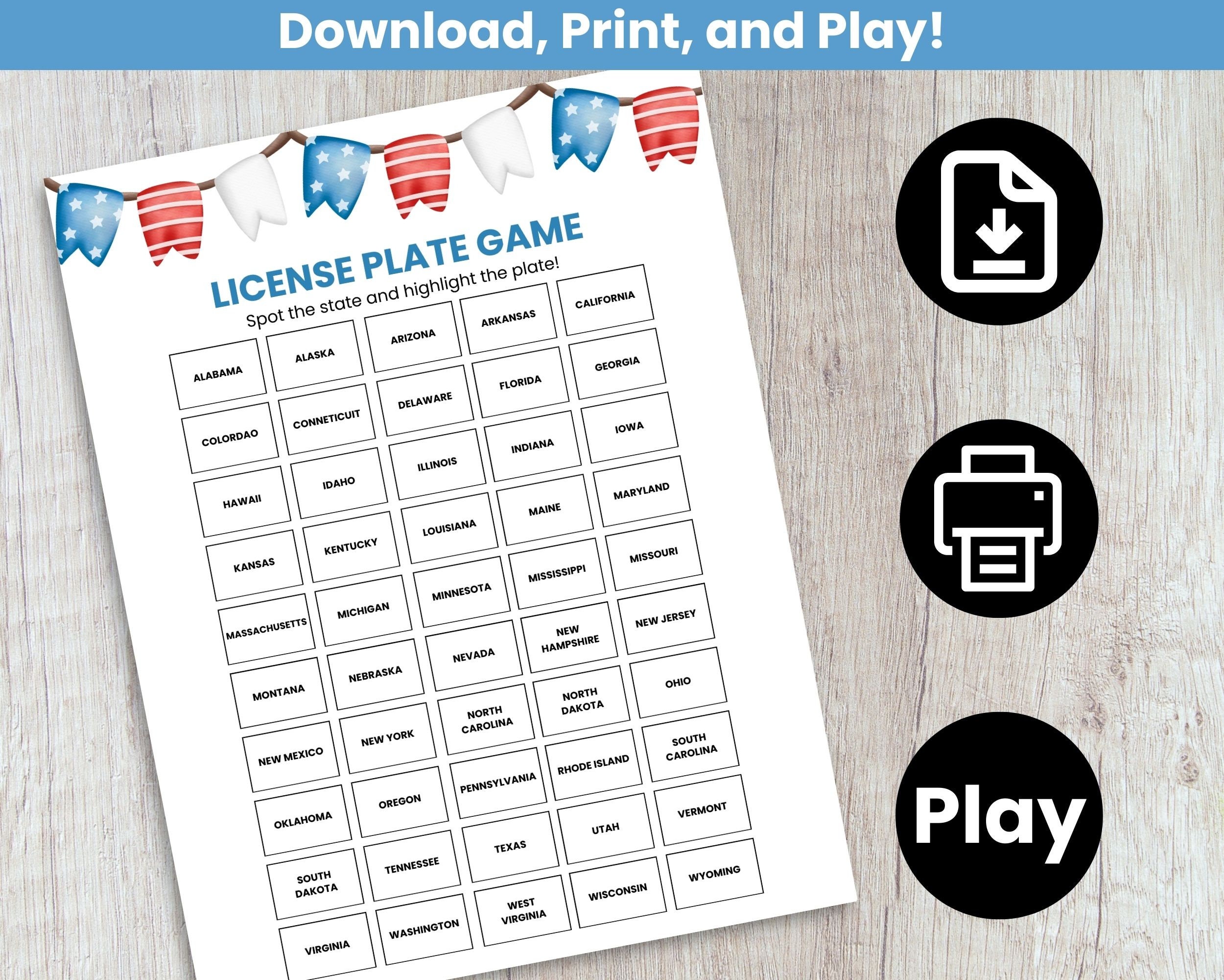 License Plate Game Printable for Road Trips Road Trip - Etsy Australia