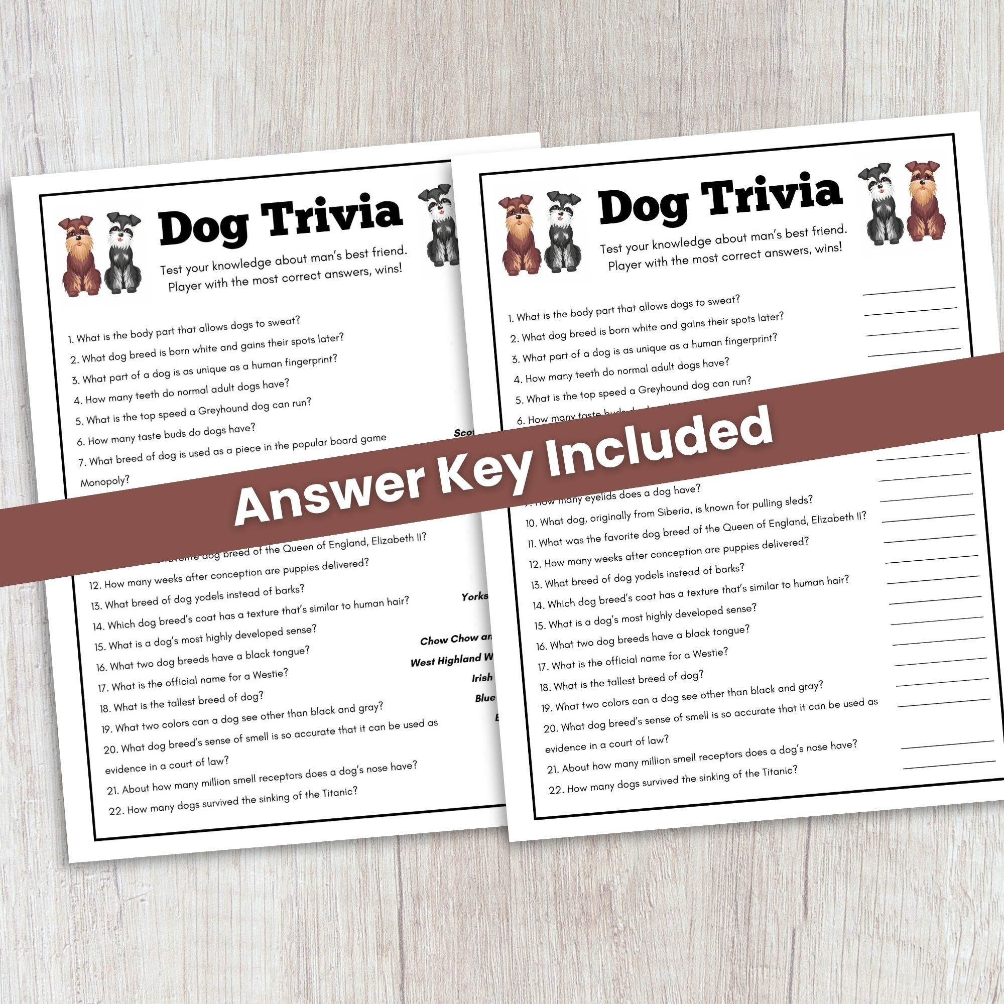 Dog Trivia Game, Dog Party Game, Pet Trivia, Dog Party Activity, Pet ...