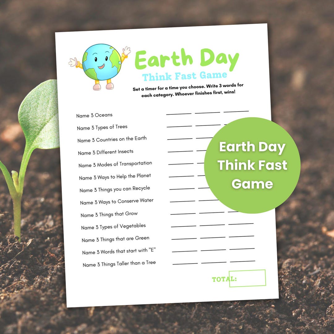 Earth Day Think Fast Game, Earth Day Kids, Earth Day Activity, Earth ...