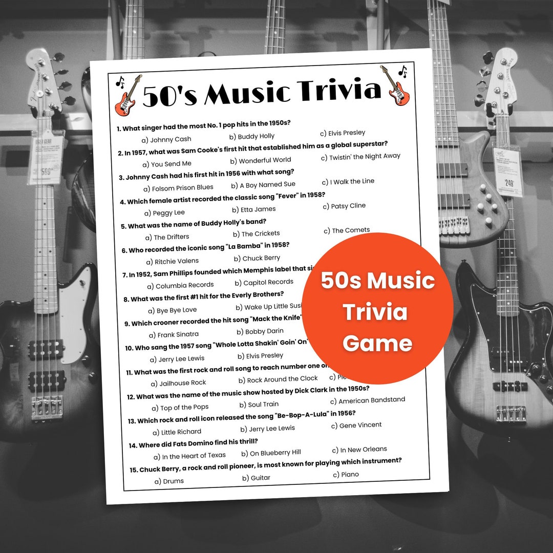 50s Music Trivia Game, 50s Theme Party Game, Decades Trivia, Team ...