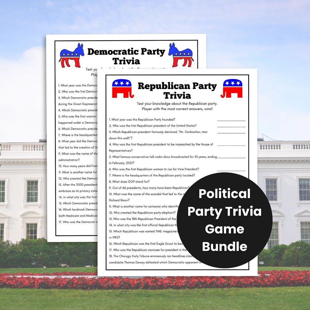 Political Party Trivia Game Bundle, Republican Party Trivia Game ...