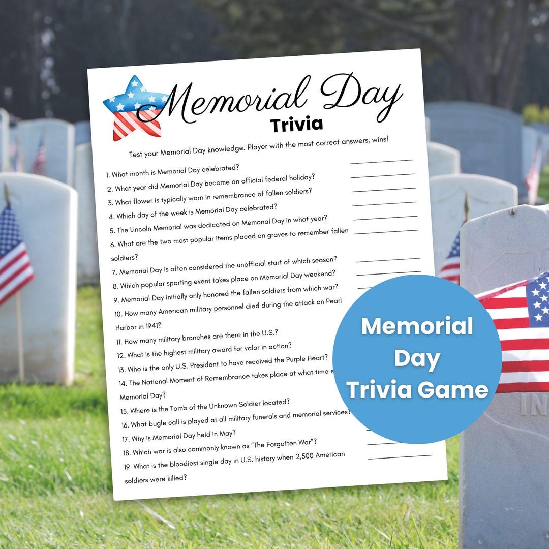 Memorial Day Trivia, Patriotic Games, Memorial Day Games, Memorial Day ...