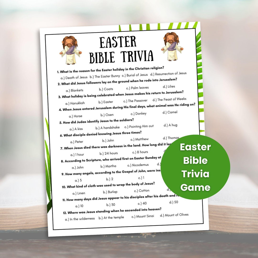 Easter Bible Trivia Game Printable, Christian Easter Games, Sunday ...