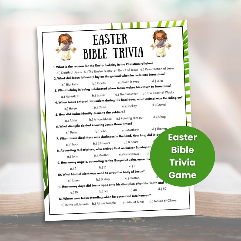 Easter Bible Trivia Game Printable, Christian Easter Games, Sunday ...