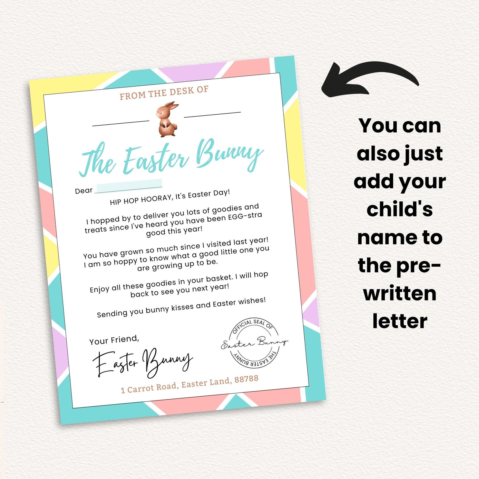 Easter Bunny Letter, Editable Letter From the Easter Bunny, Easter ...
