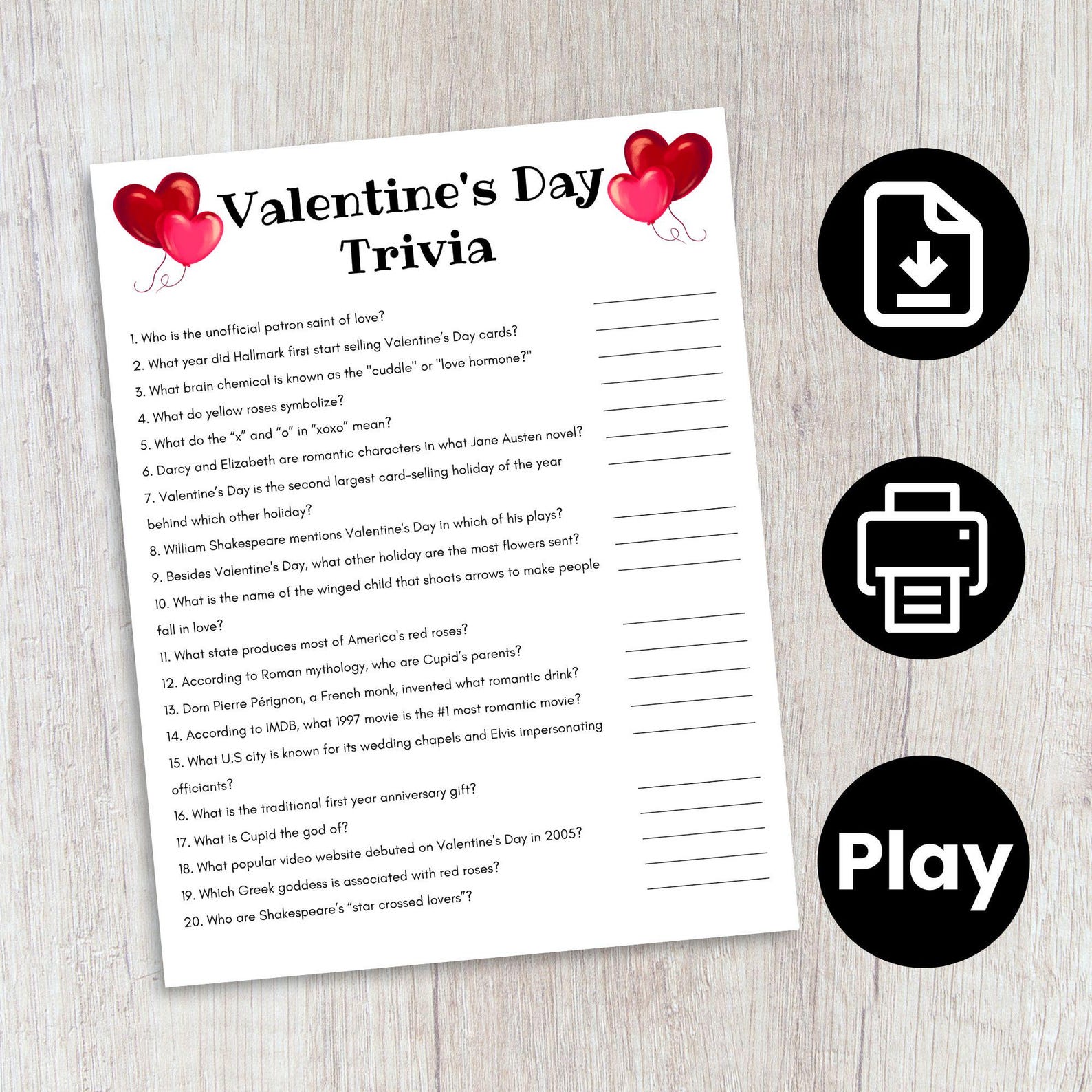 Valentines Day Trivia Game, Galentines Day Trivia Game, Adult Valentine ...