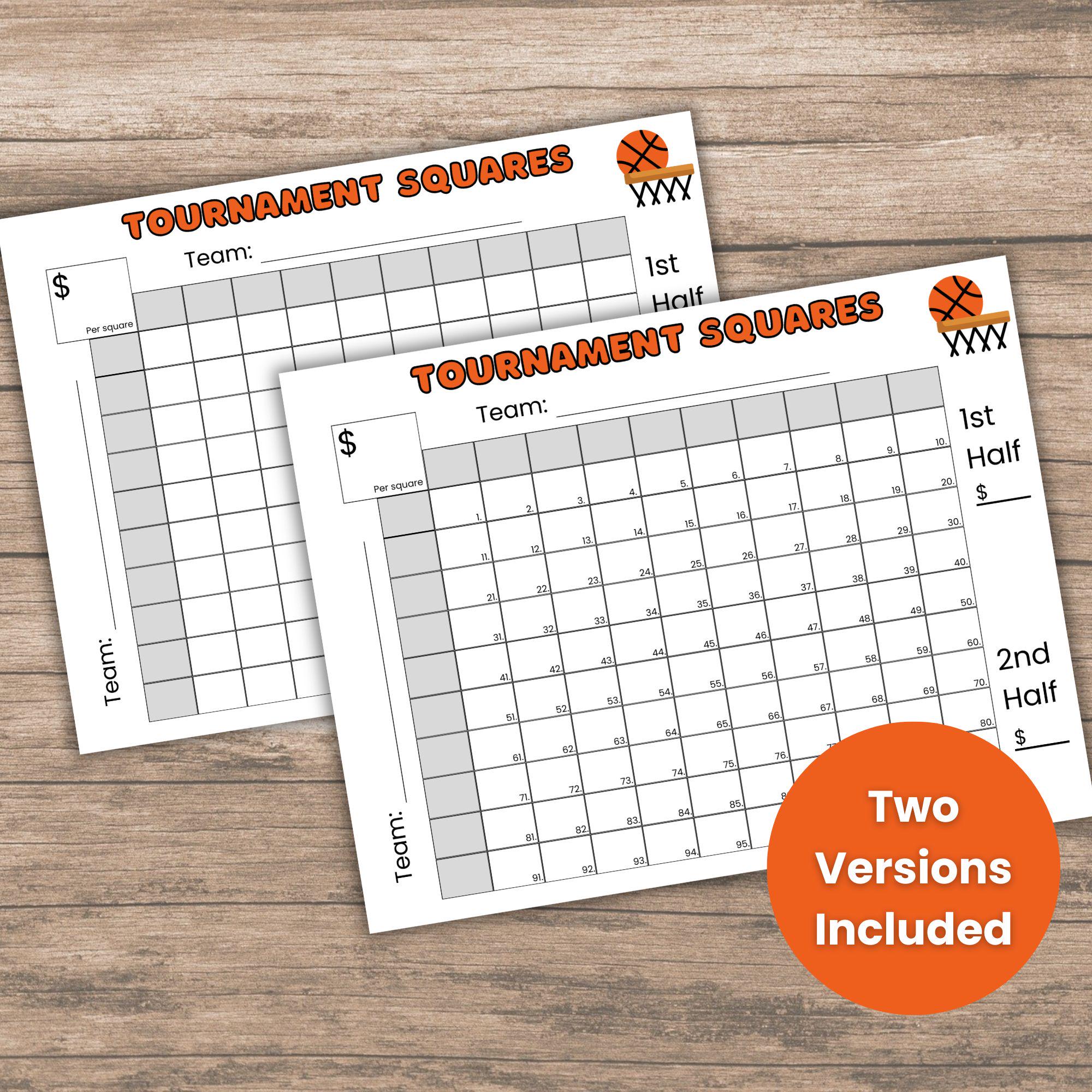 Tournament Squares Game, College Basketball Squares Game, NCAA ...