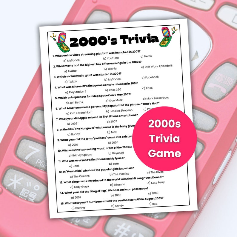 2000s Trivia Game, 2000s Theme Party Game, Decades Trivia, Adult Trivia ...