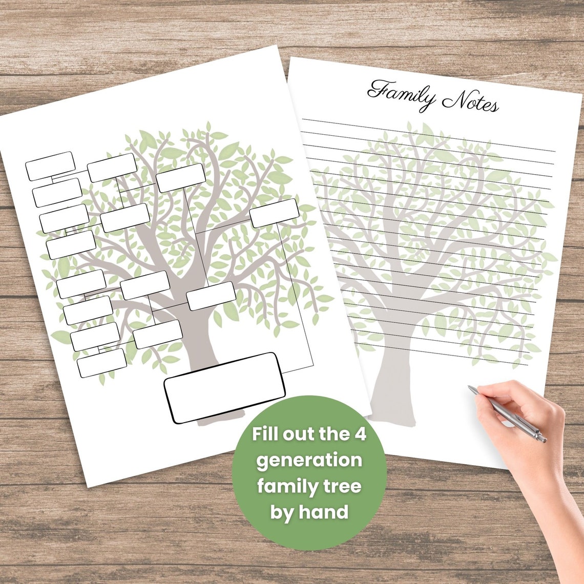 One Parent Line Family Tree 4 Generation, Editable Family Tree Template ...