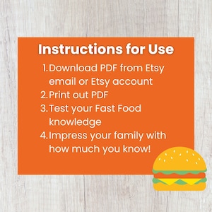 Fast Food Trivia, Trivia Game for Kids and Adults, Trivia Night, Family ...