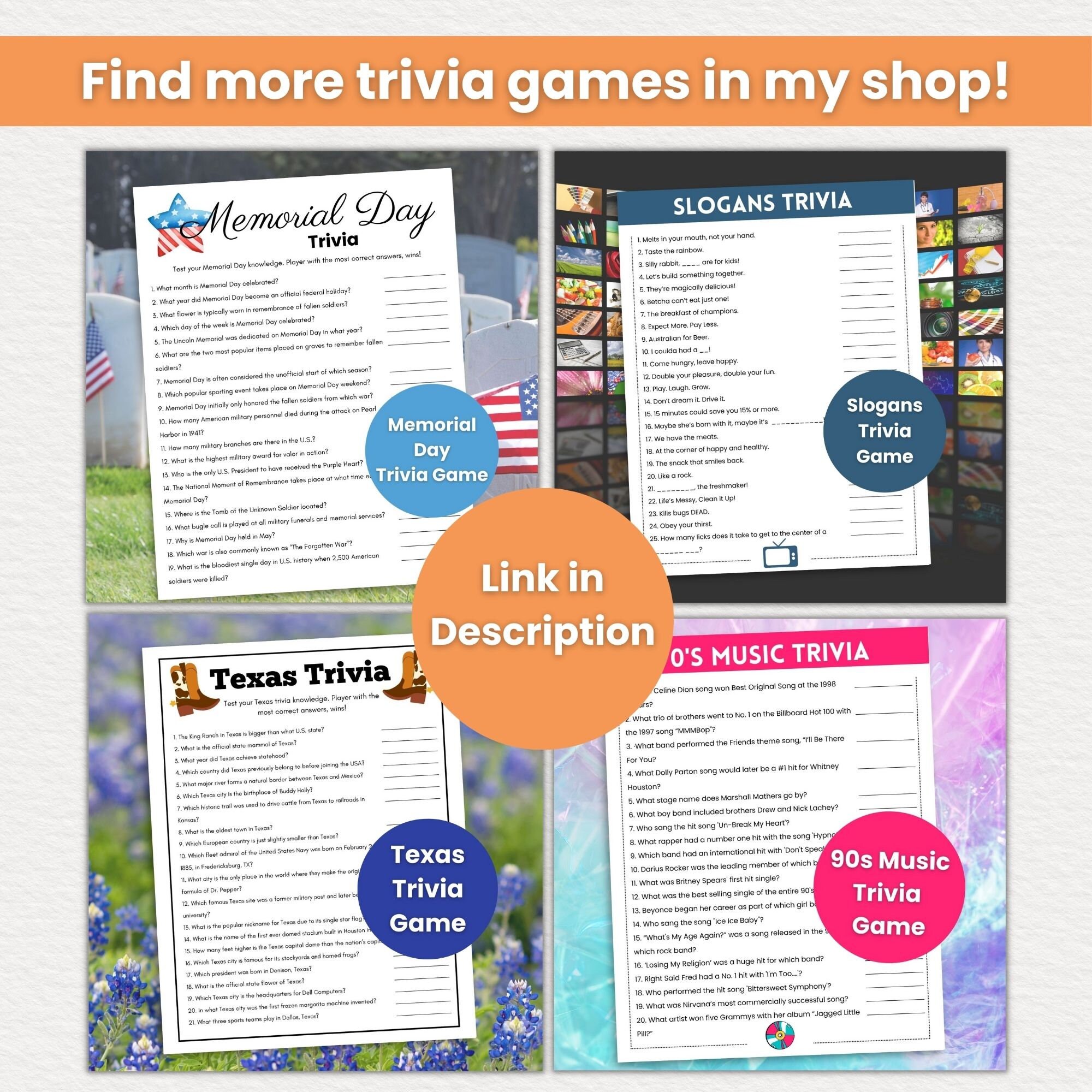 June Trivia Game, Summer Trivia, Trivia Night, Trivia Game for Kids and ...