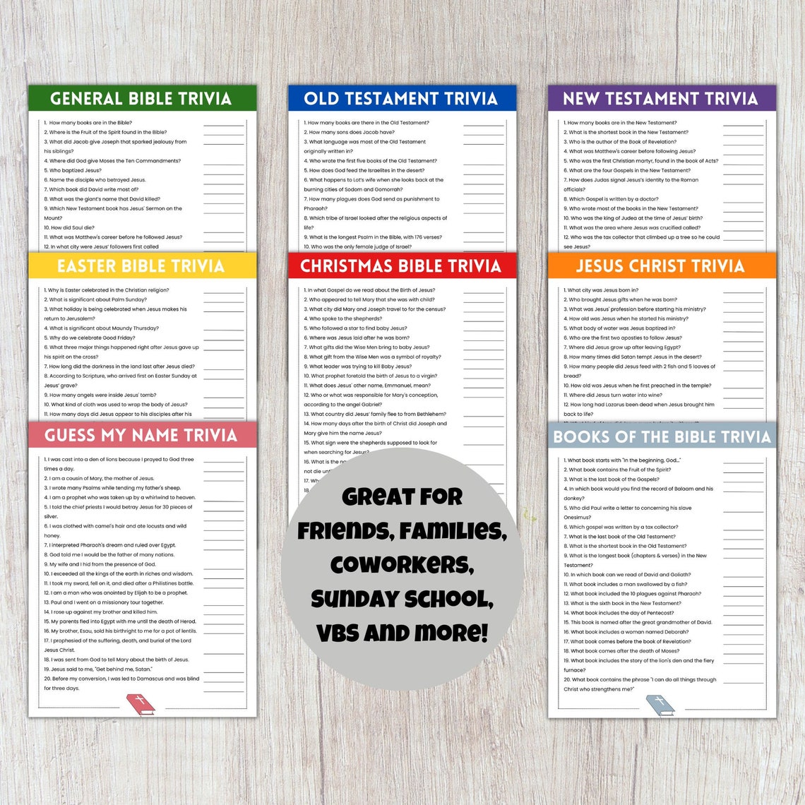Bible Trivia Games Bundle, New Testament Trivia, Old Testament Trivia ...