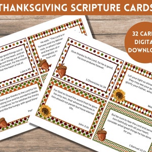 Thanksgiving Scripture Cards Printable, 30 Days of Gratitude Bible ...