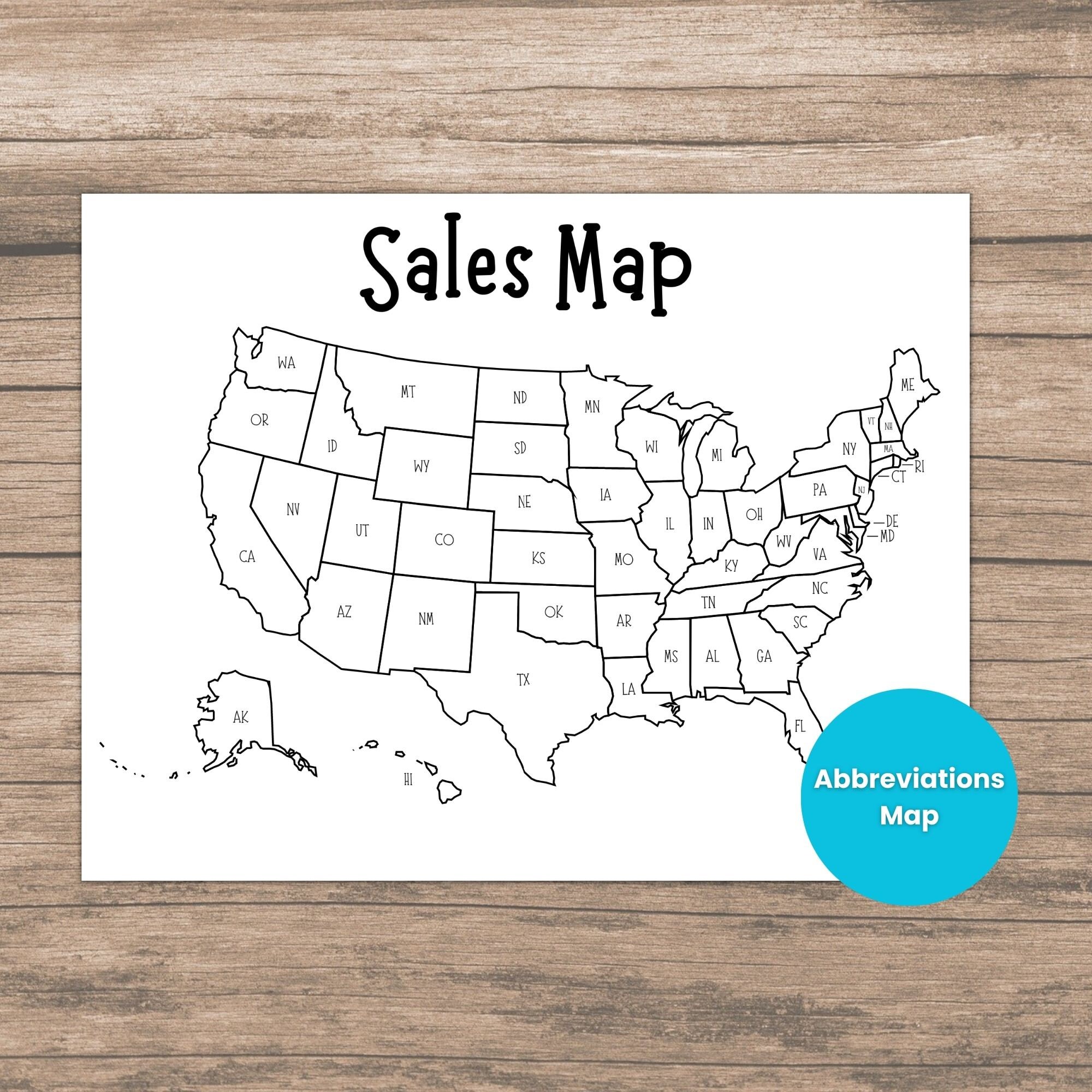 Sales Map, Etsy Sales Map, Small Business Sales Map, Sales Map Tracker ...