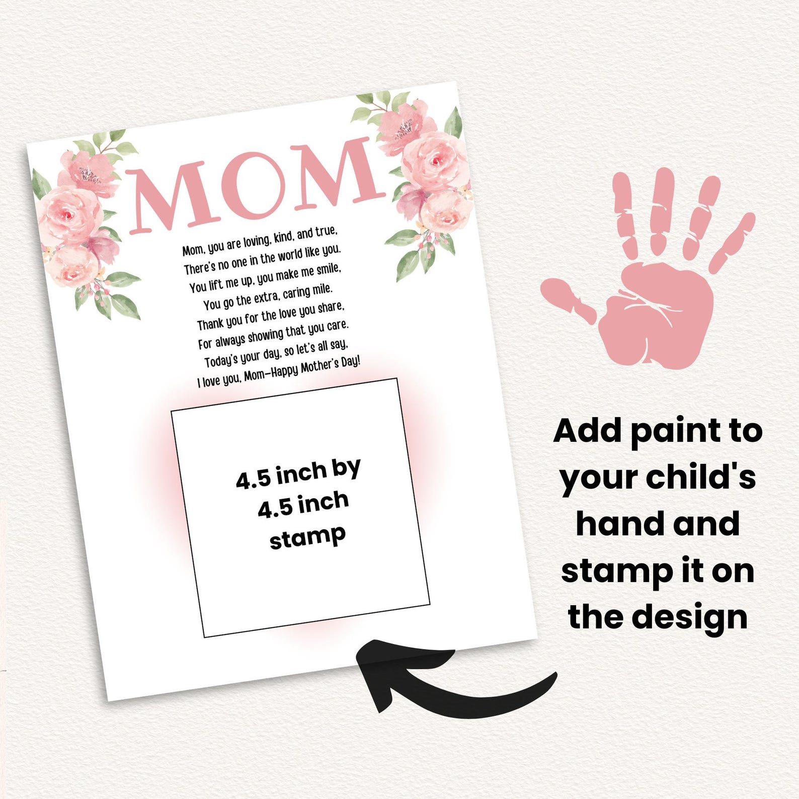 Mothers Day Handprint Art, Mom Handprint Craft, Mothers Day Poem ...