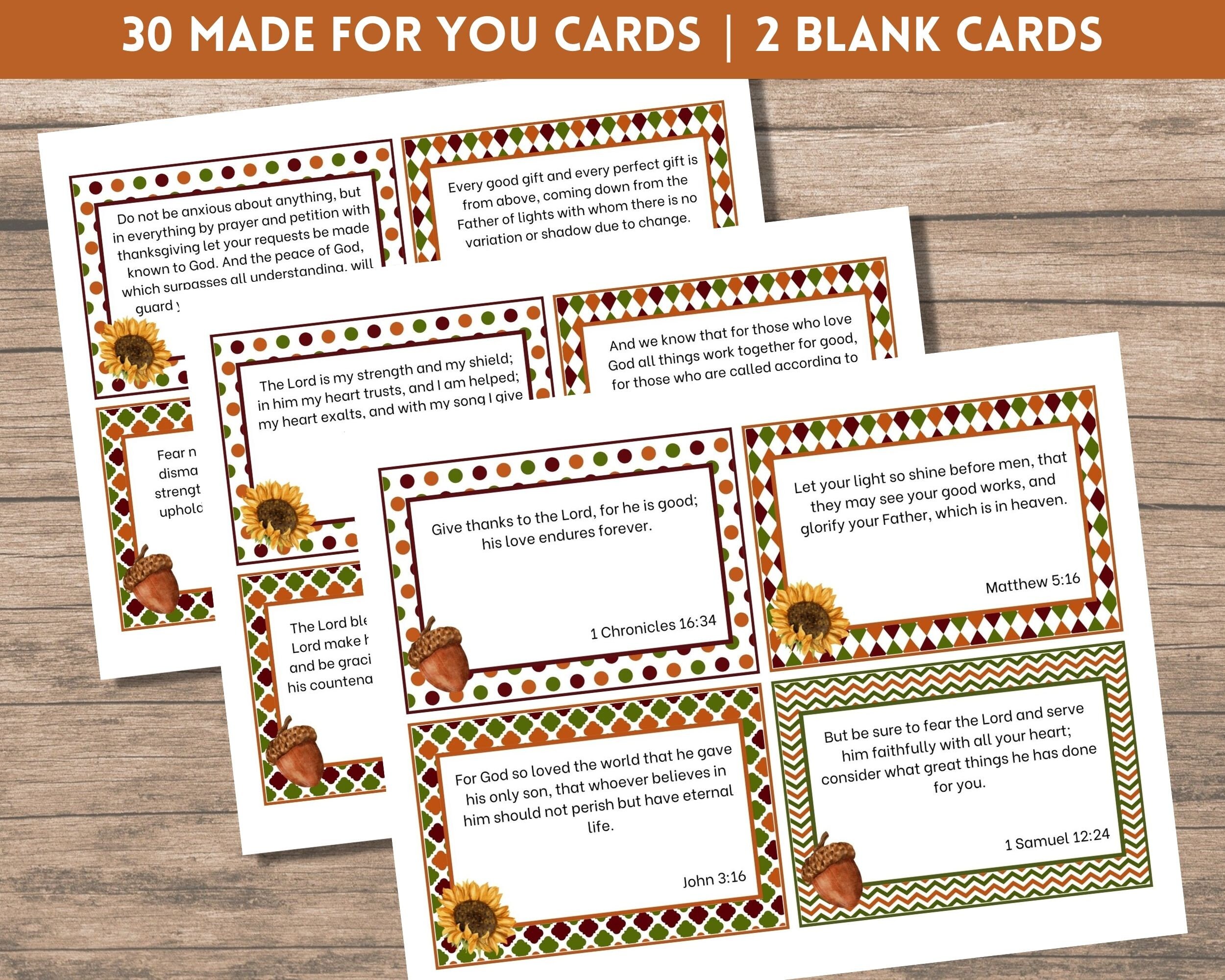 Thanksgiving Scripture Cards Printable, 30 Days of Gratitude Bible ...