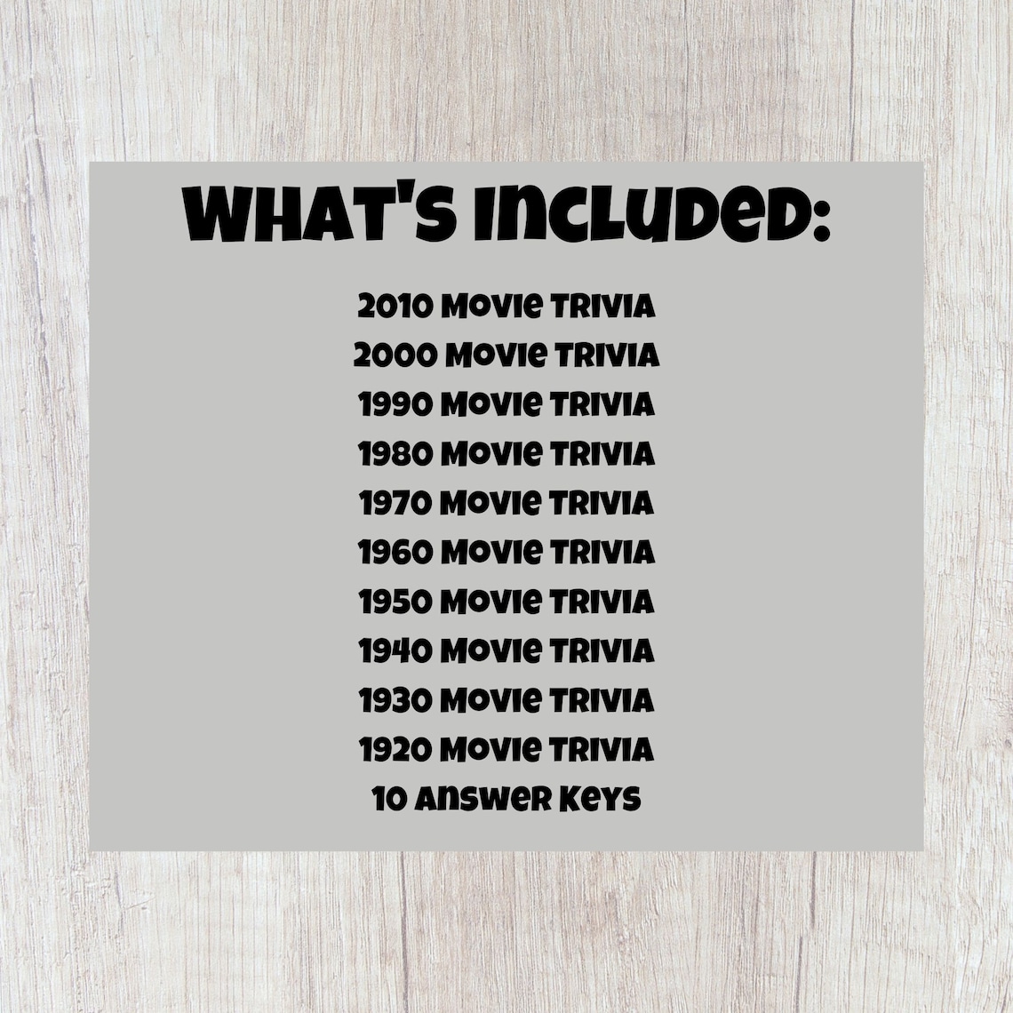 Movie Trivia Game, Decades Trivia Game, Decades Party Game, 90s Trivia ...