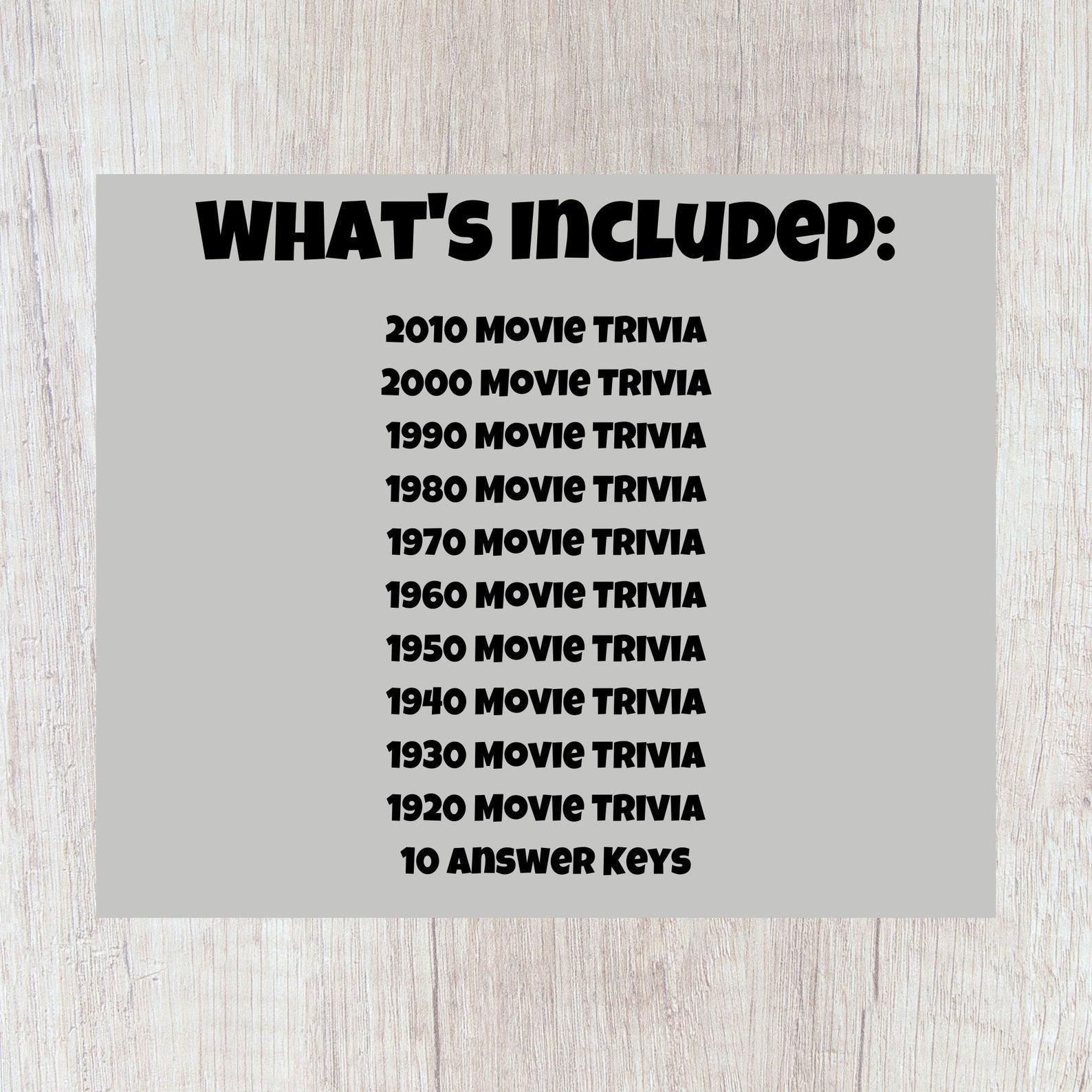 Movie Trivia Game, Decades Trivia Game, Decades Party Game, 90s Trivia ...